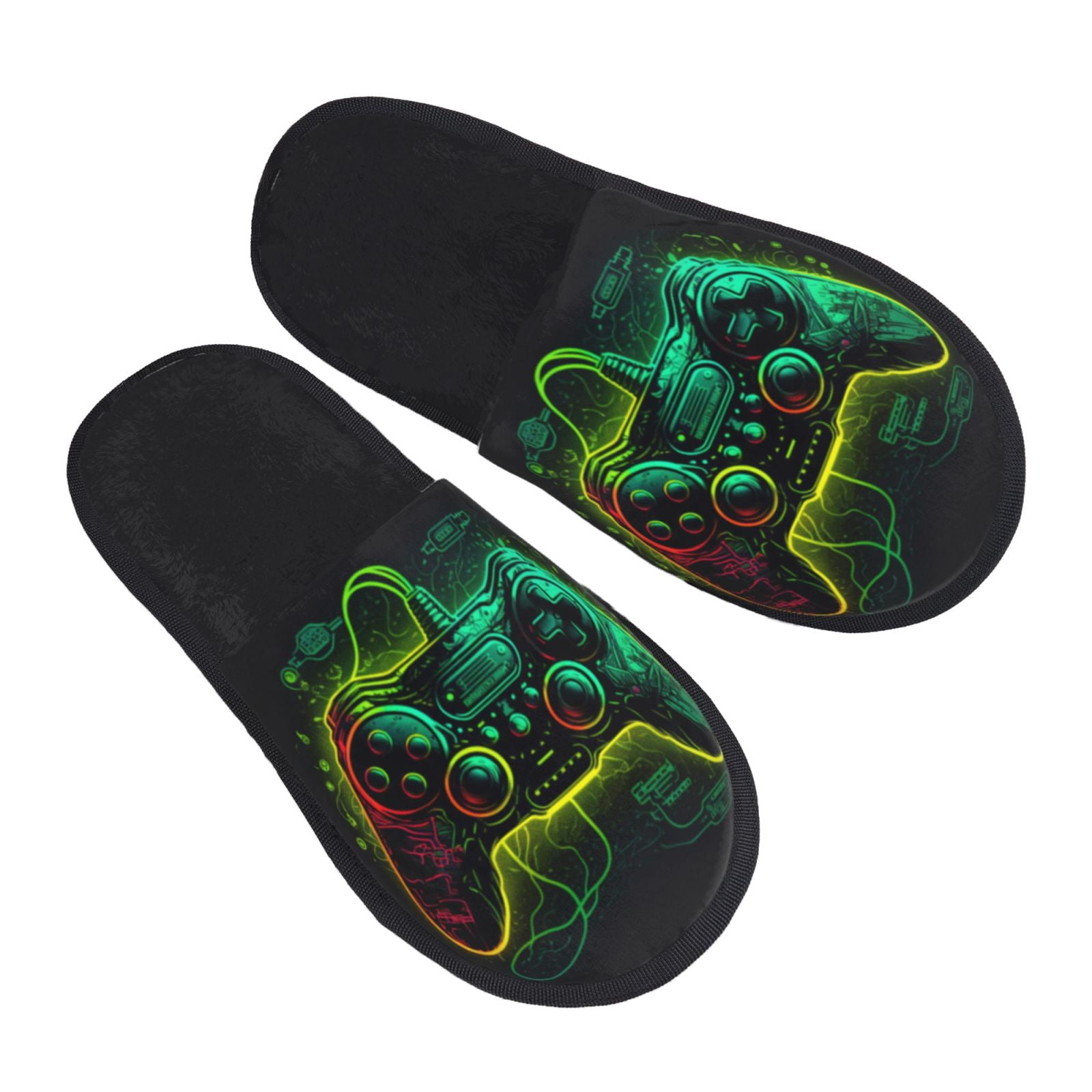 Cozy Slippers for Women Men Neon Style Game Poster Winter Slippers Warm ...