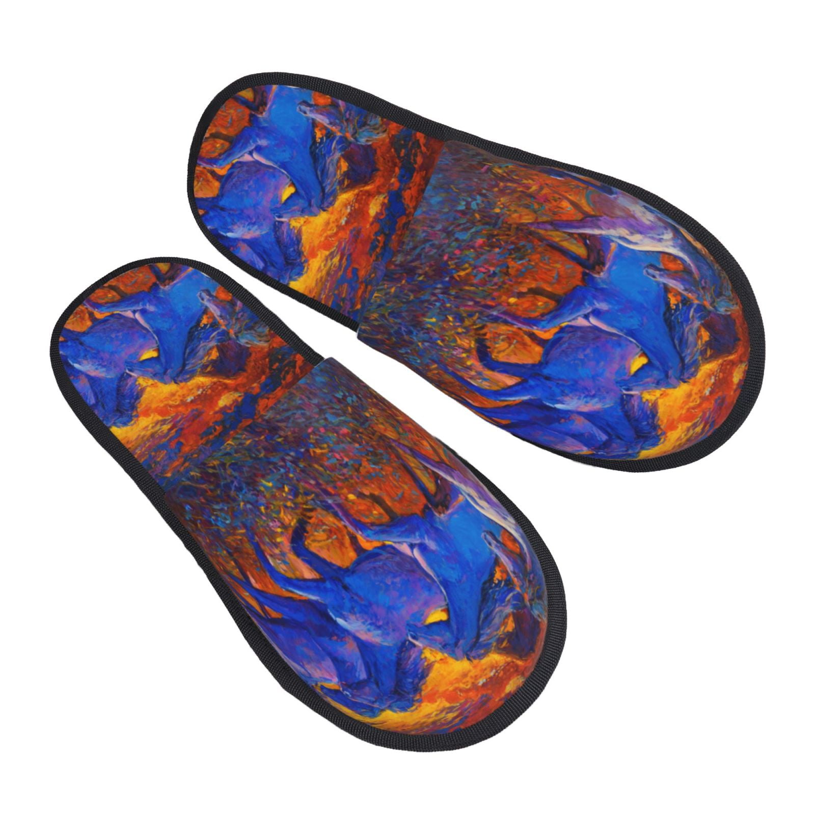 Cozy Slippers for Women Men Running Horses Winter Slippers Warm Home ...