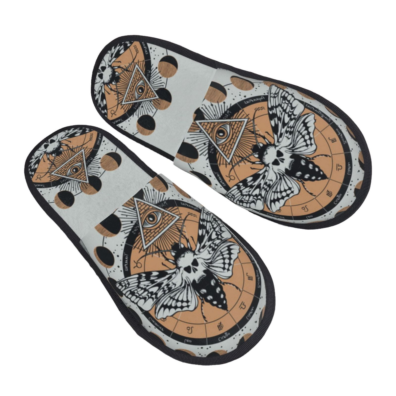 Cozy Slippers for Women Men Scary Butterfly Moth Dead Head Background ...