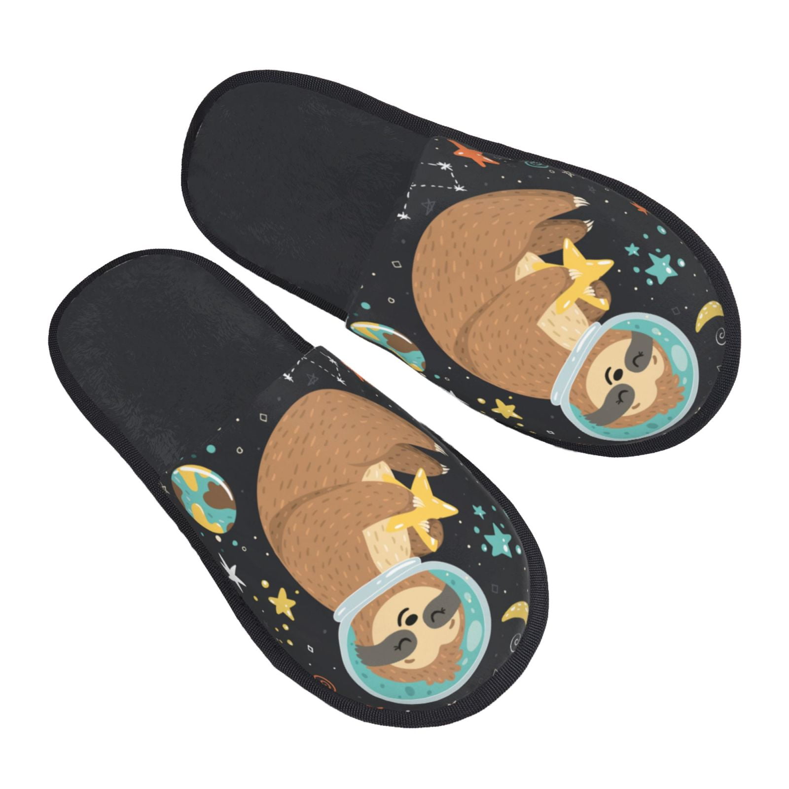 Cozy Slippers for Women Men Smiling Cute Baby Sloth Astronaut Holding ...