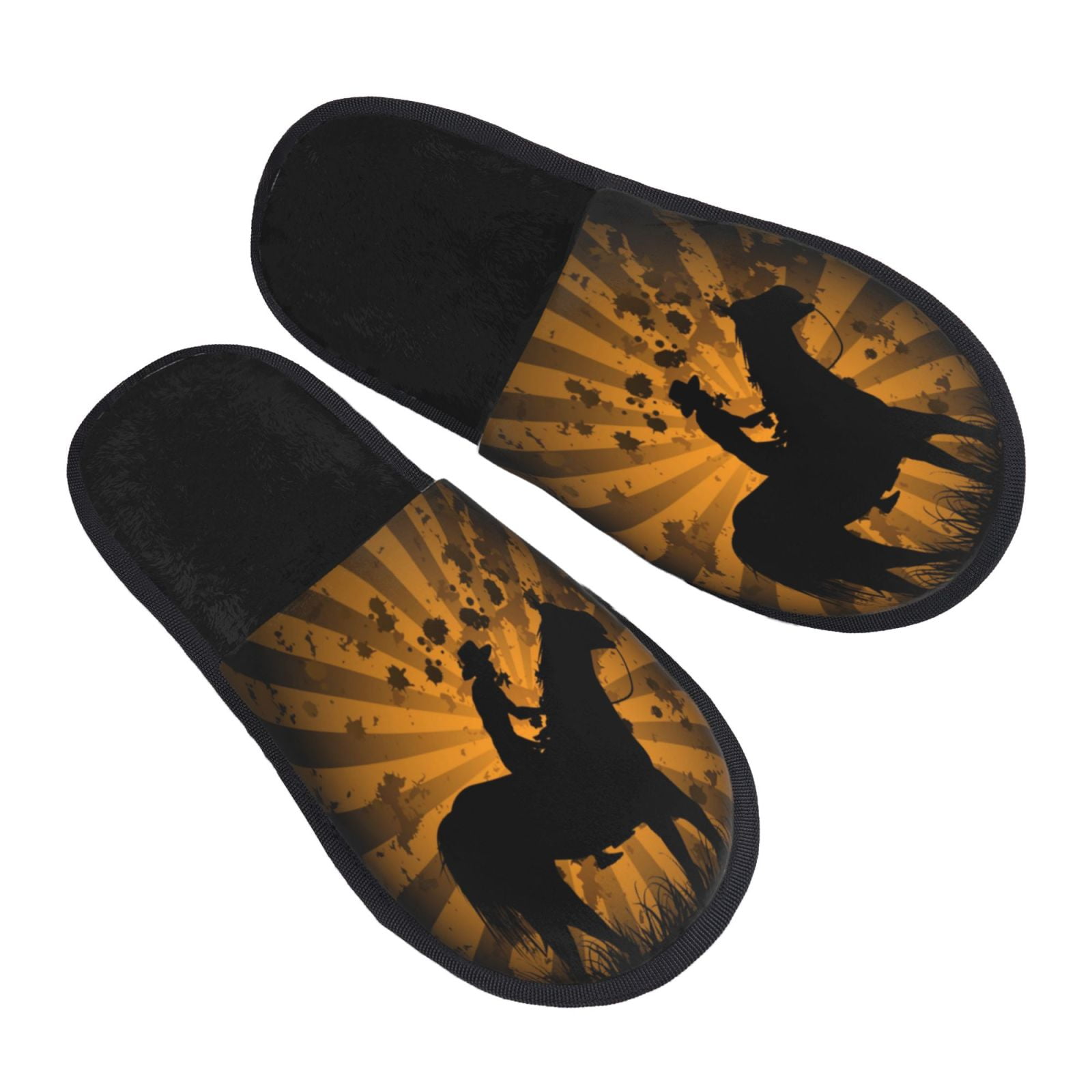 Cozy Slippers for Women Men Vintage Cowboy On Field Winter Slippers ...