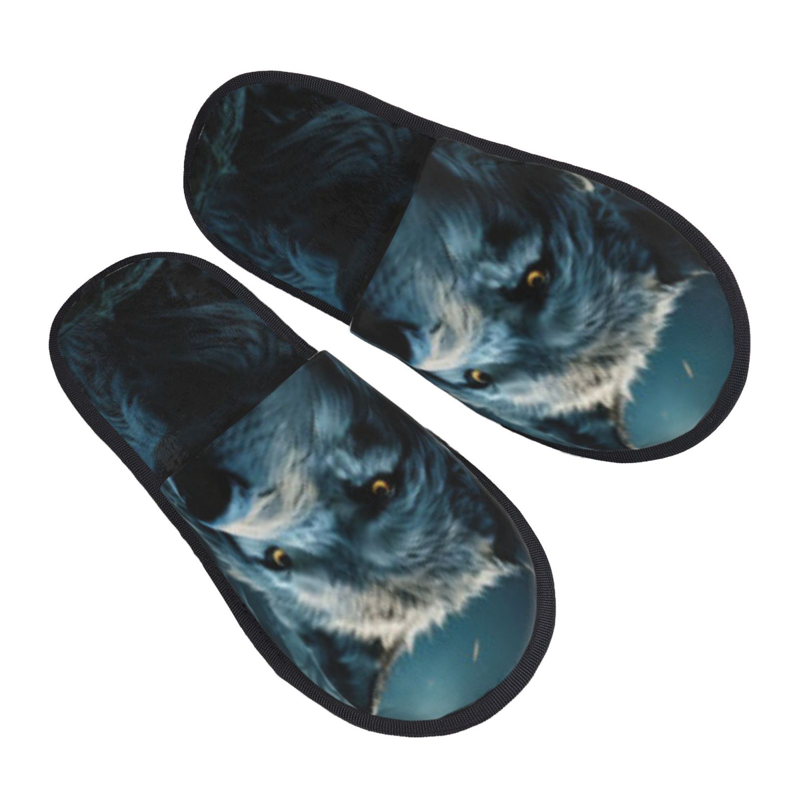 Cozy Slippers for Women Men Wolf Under The Moon Winter Slippers Warm ...