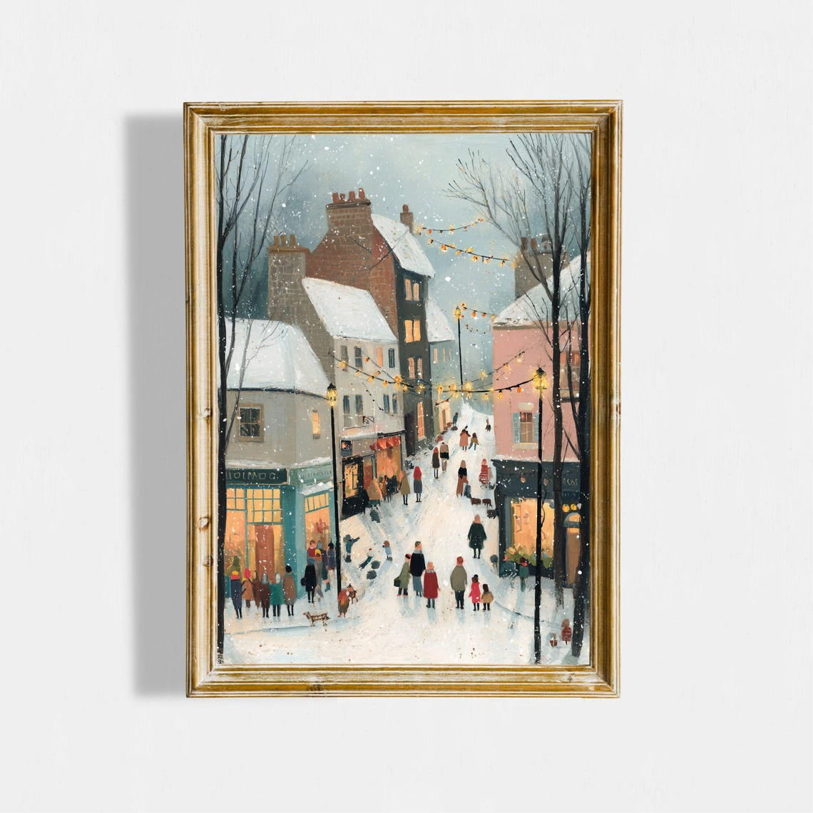Cozy Snowy Village Wall Art Neutral Decor, Unframed Canvas Size 8x12 ...