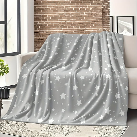 Cozy Star Pattern Fleece Blanket - Soft, Breathable 100% Polyester ...