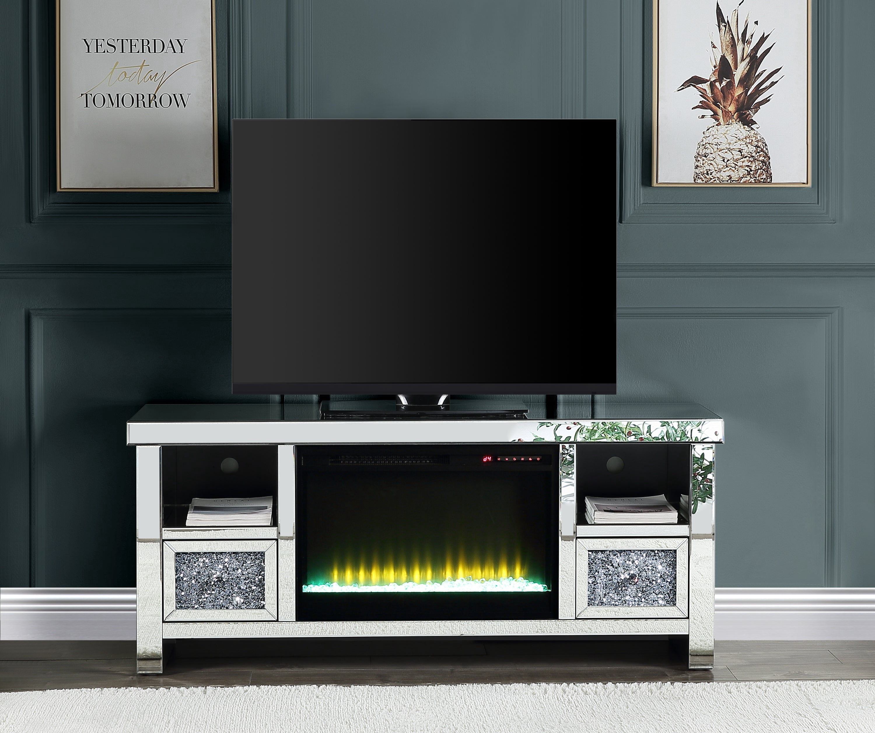Cozy Station III TV Stand With Fireplaces - Walmart.com