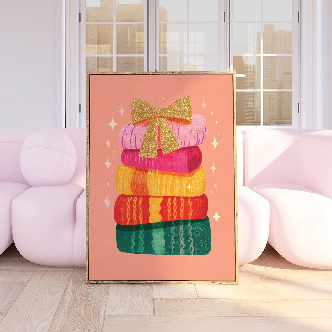 Cozy Sweater Stack Wall Art Retro Winter Festive Print Festive Her ...