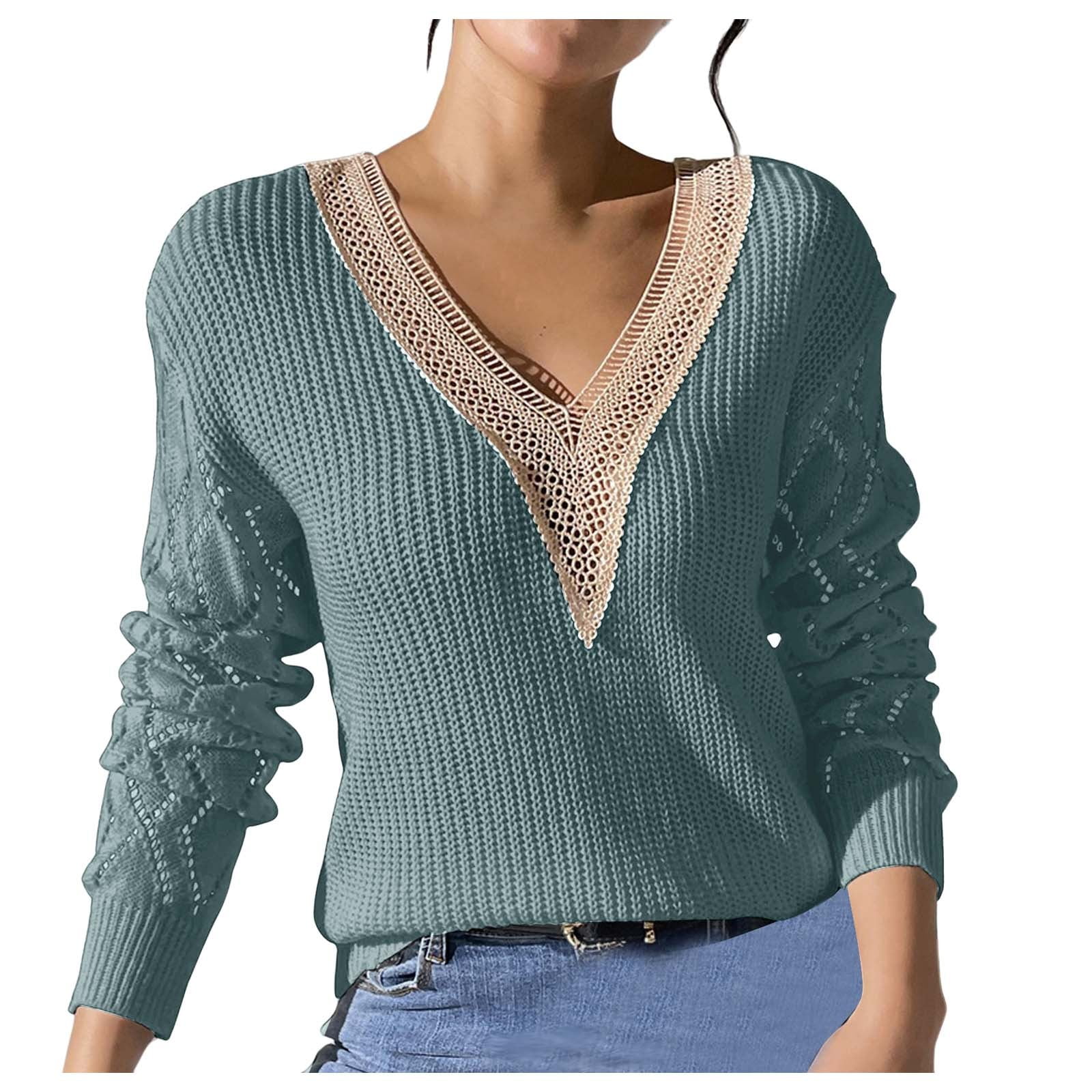Cozy Sweaters For Women Relaxed Fit Casual Basic Solid Color Long ...
