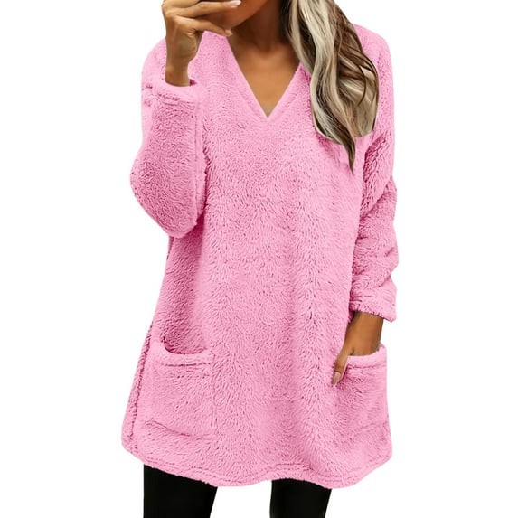 Cozy Sweaters for Women, Yigetop Women's Oversized Long Sleeve Fuzzy ...