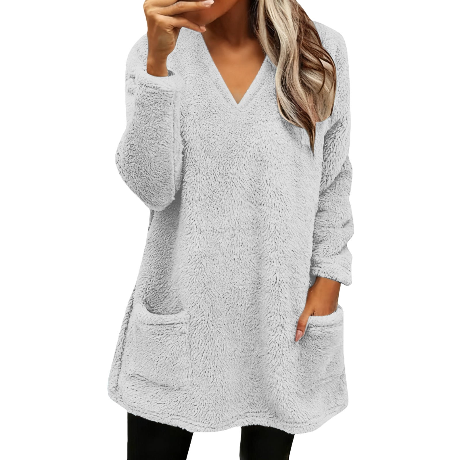 Cozy Sweaters for Women, Yigetop Women's Oversized Long Sleeve Fuzzy ...
