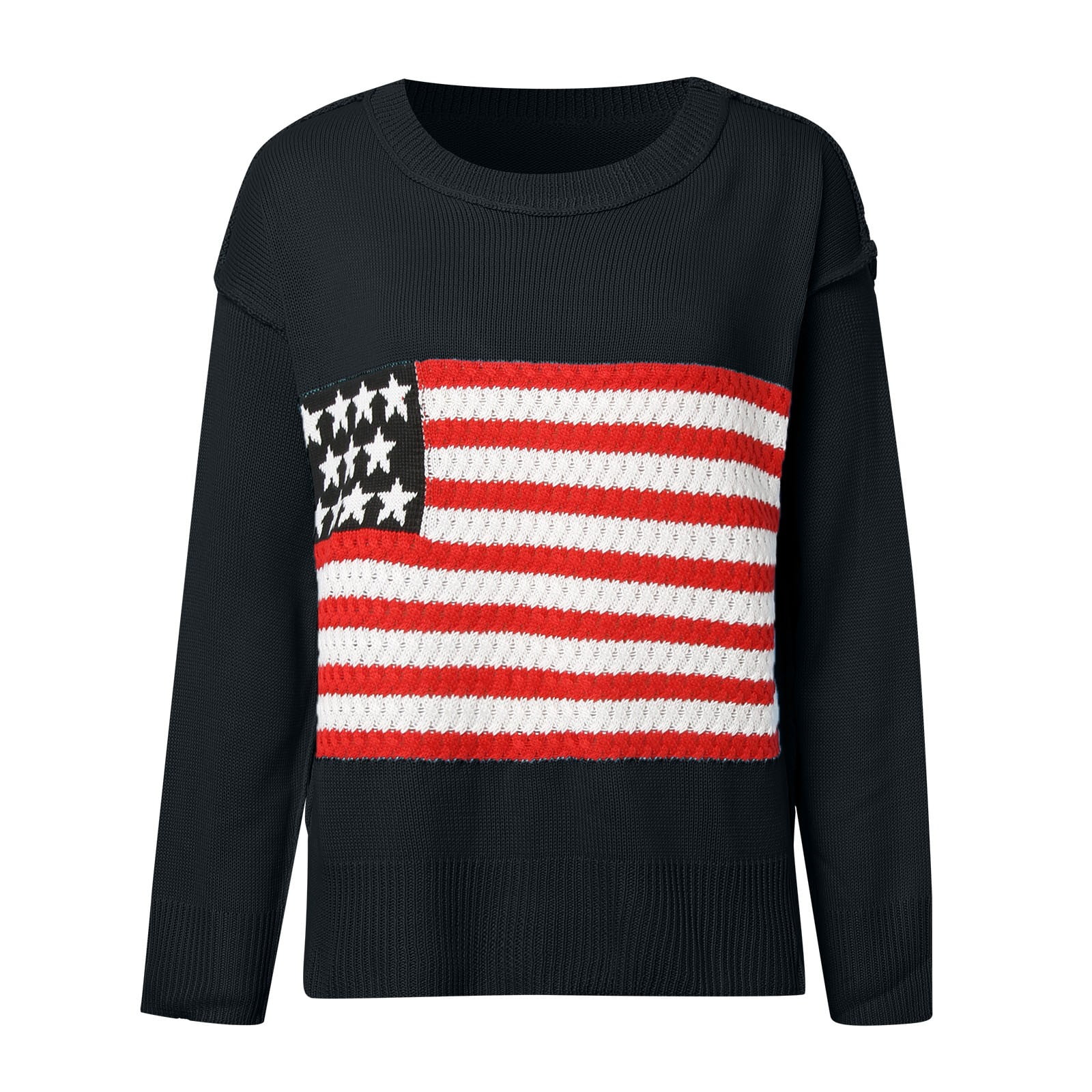 Cozy Sweaters for Women Casual Loose Fit Striped Patchwork Long Sleeve ...