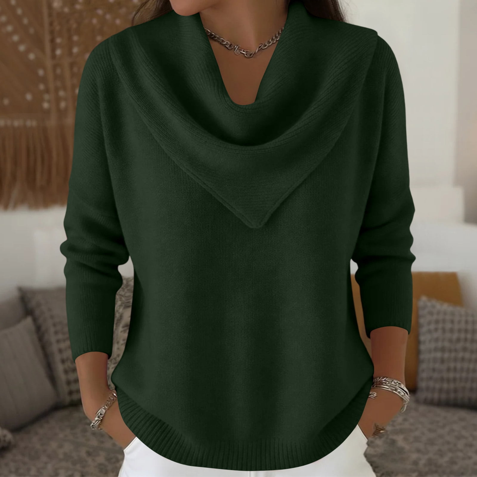 Cozy Sweaters for Women Knit Fall Winter Clothes Casual Loose Pullover ...