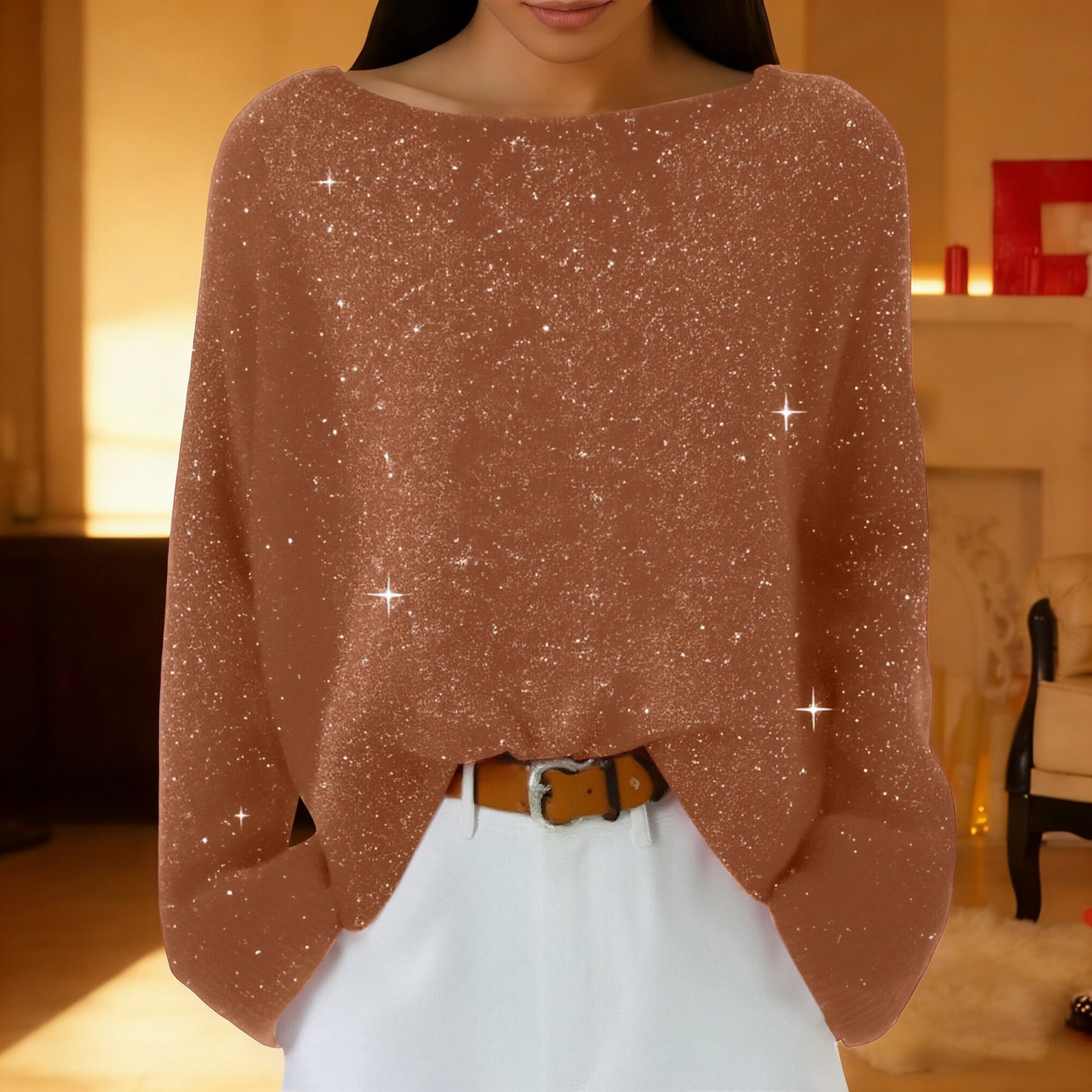 Cozy Sweaters for Women Sequin Knitted Casual Pullover Tops Fashion One ...