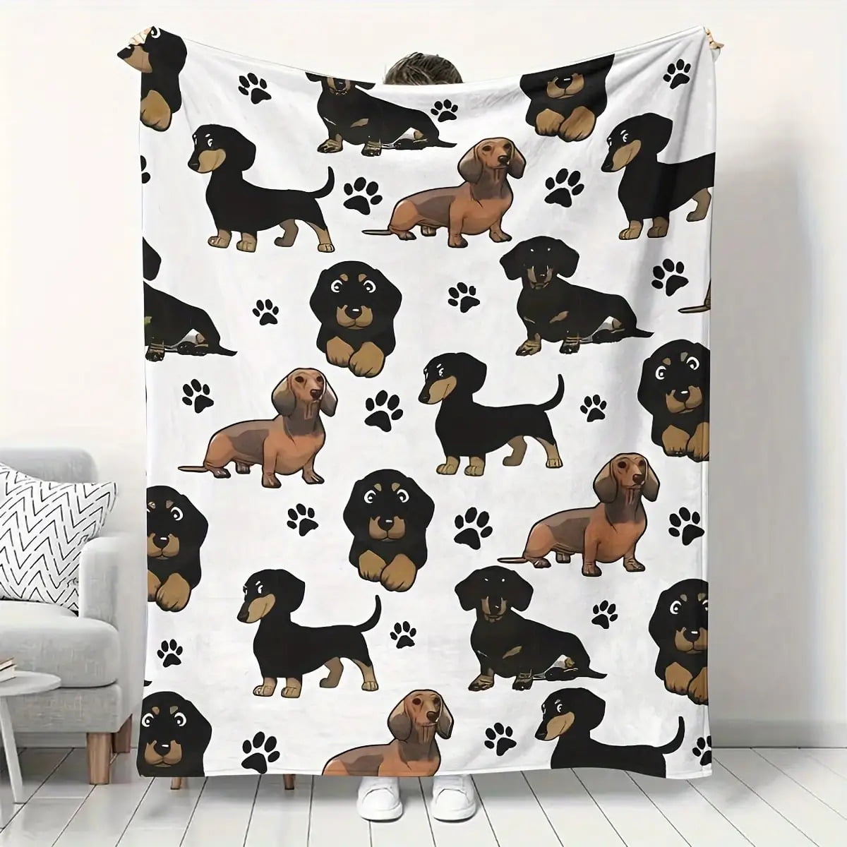 Cozy Throw Blanket Featuring a Rustic Dachshund Dog Design, Machine ...