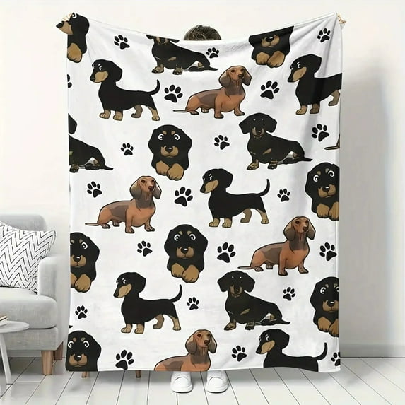 Cozy Throw Blanket Featuring a Rustic Dachshund Dog Design, Machine ...