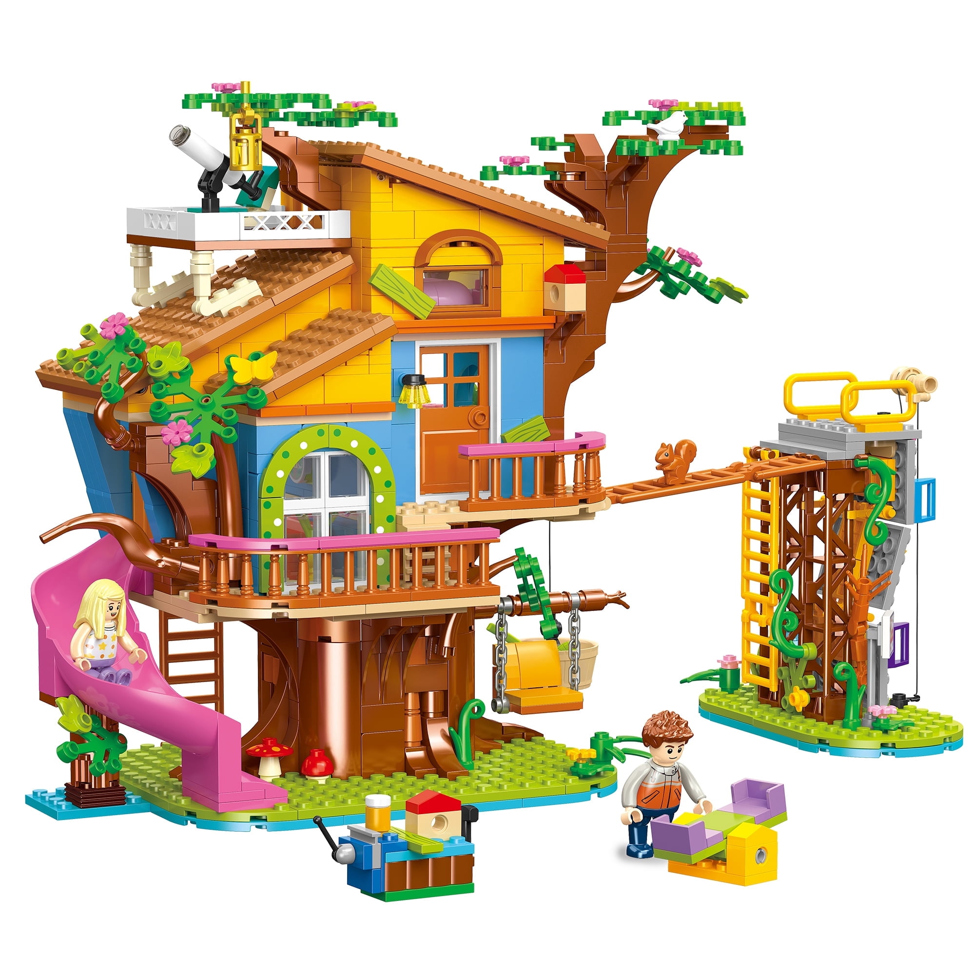 Cozy Tree House Building Set, 823PCS Fairy Tale Treehouse with Slide ...