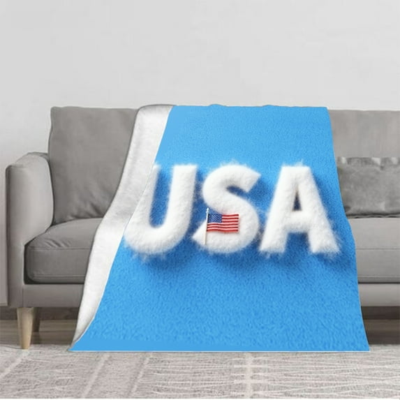 Cozy USA Flannel Blanket - Soft Warm Durable Design with Fluffy White ...