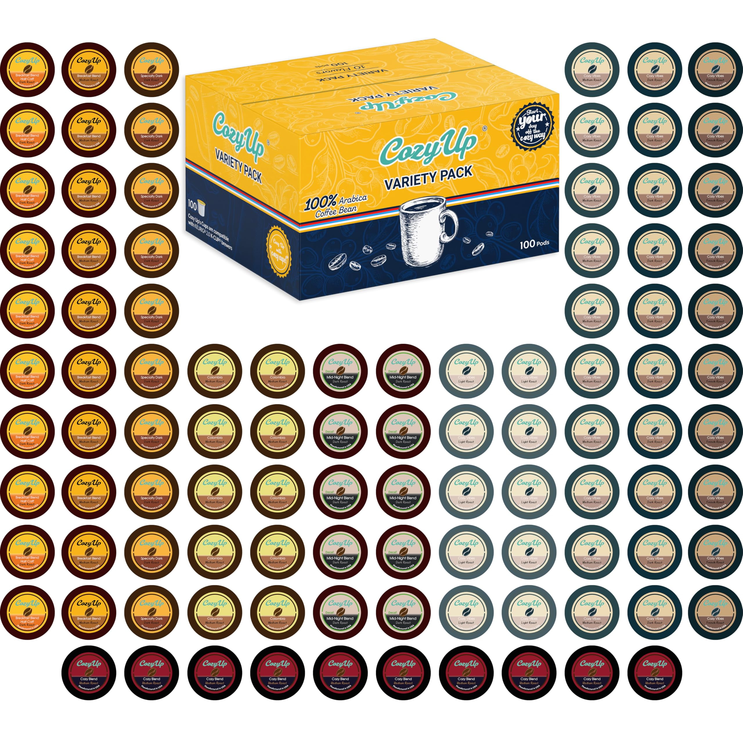 Cozy Up Variety Coffee Pods Compatible with Keurig K-Cup Brewers, 10 ...