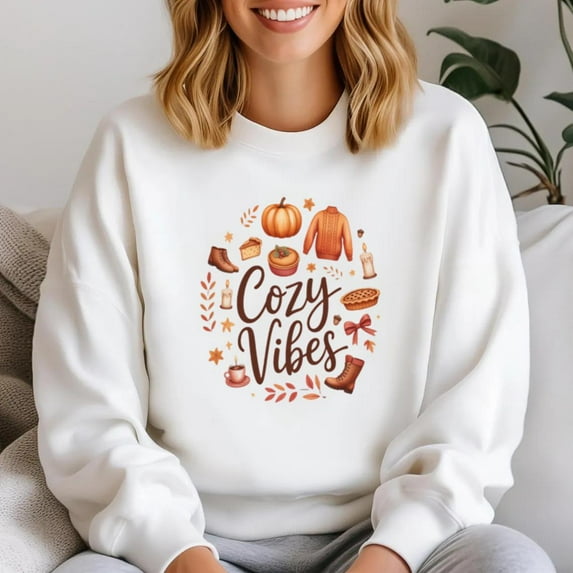 Cozy Vibes Autumn Pumpkin Thanksgiving Fun Retro Fall Celebration Quote ...