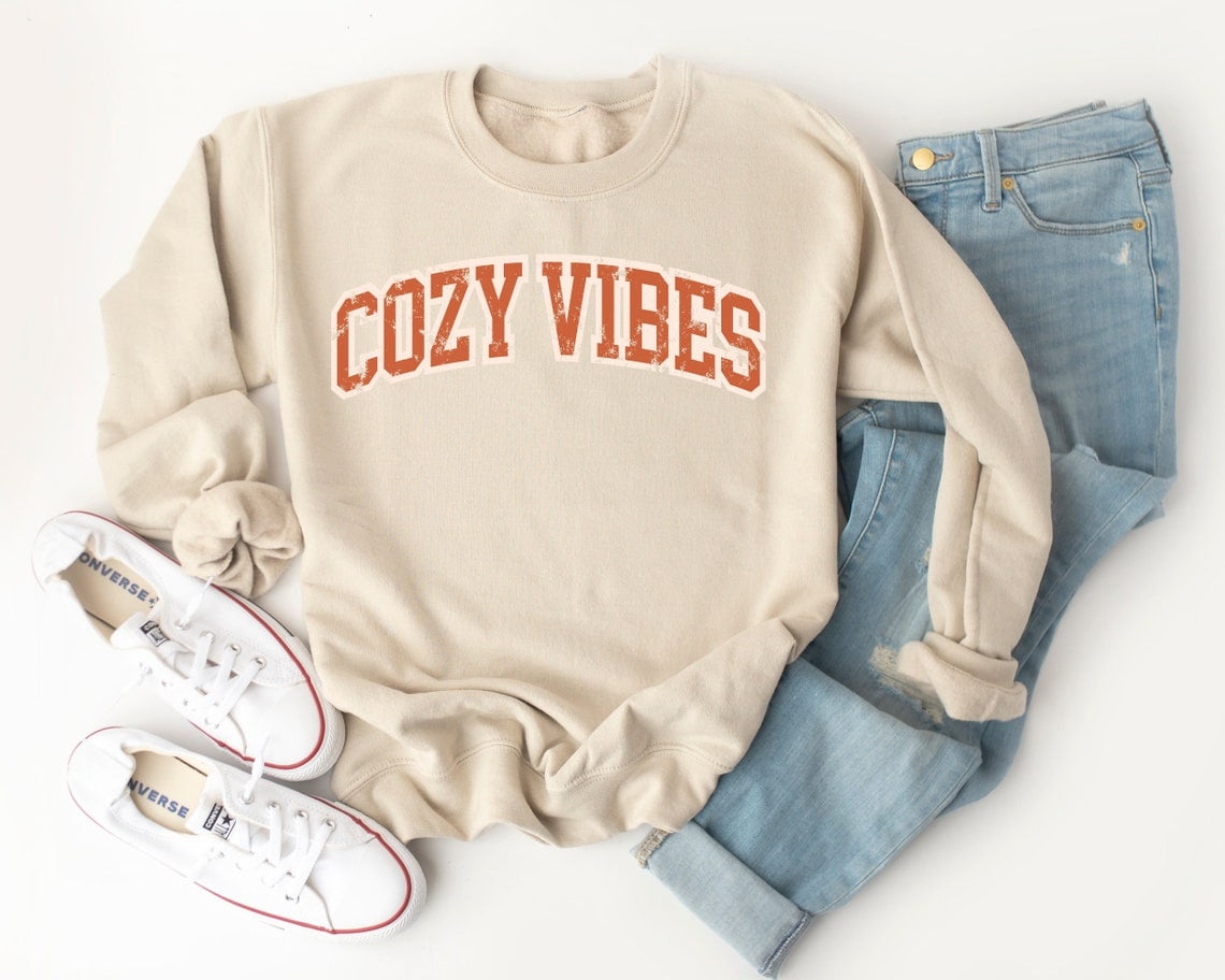 Cozy Vibes Sweatshirt, Fall Sweatshirt, Retro Fall Crewneck, Womens ...
