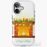 Cozy Vibes Warm Festive Fireplace Scene Art iPhone Case for iPhone 17 ...