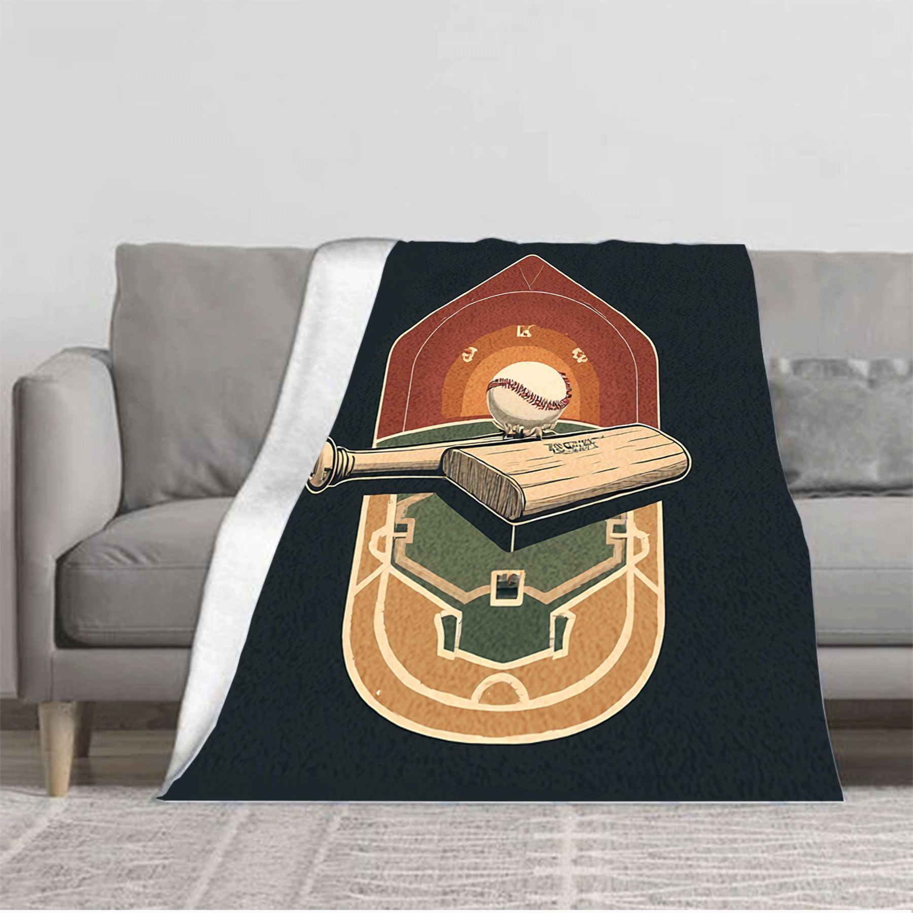 Cozy Vintage Baseball-Themed Flannel Blanket - Soft Warm Perfect for ...