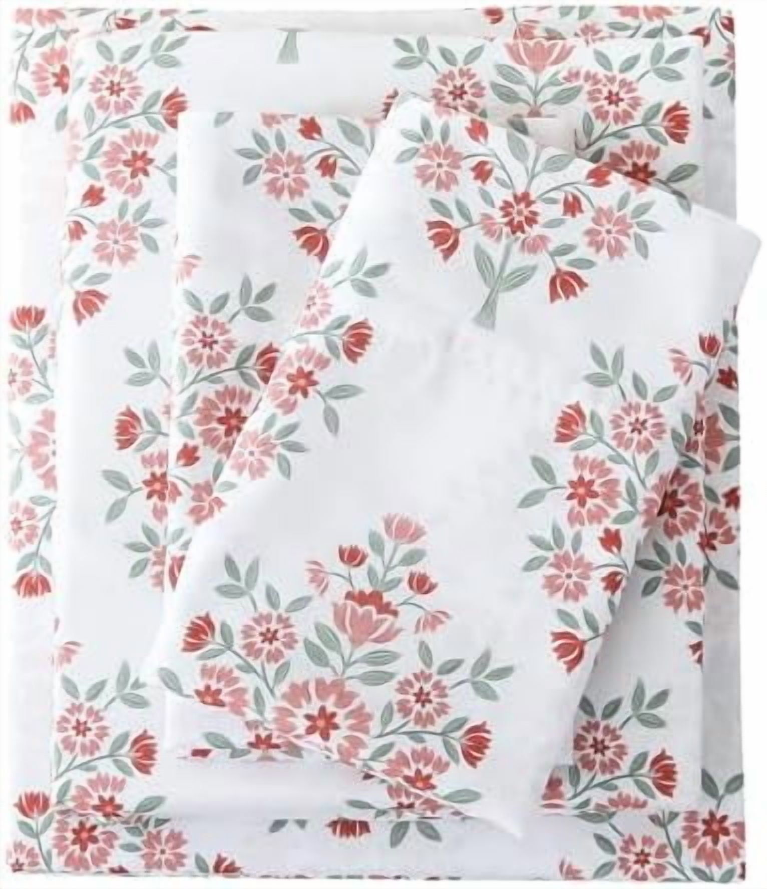 Cozy Vintage Microfiber Floral Printed Full Sheet Set - Soft ...