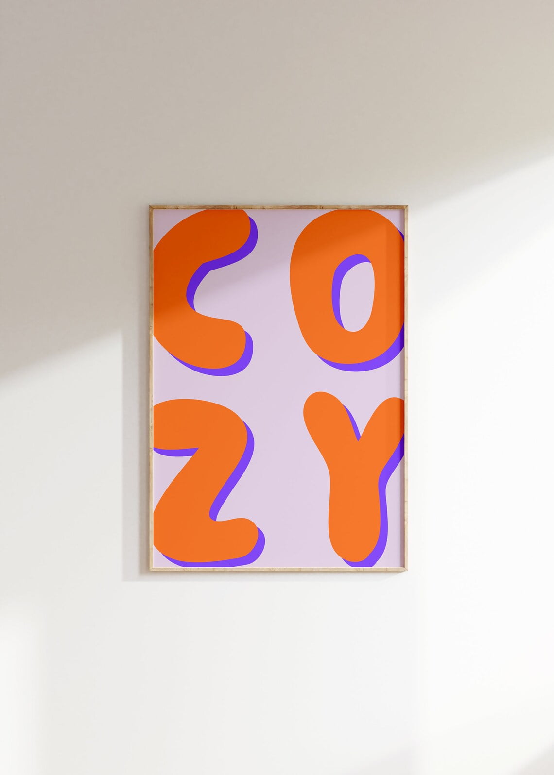 Cozy Wall Art Print • Pink Orange Groovy Font Wall Decor • Funky Living ...