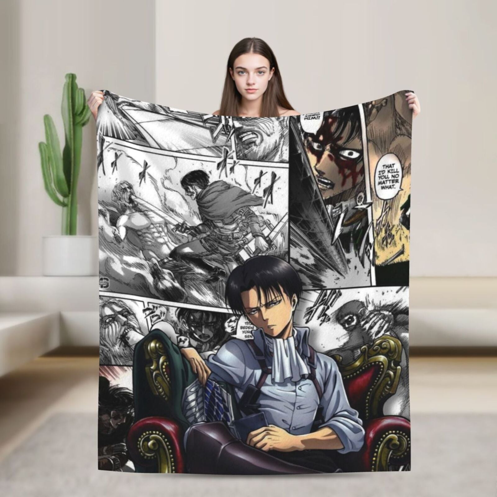 Cozy Warm Plush Throw Attack on Titan Levi Ackerman Fluffy Blanket for ...