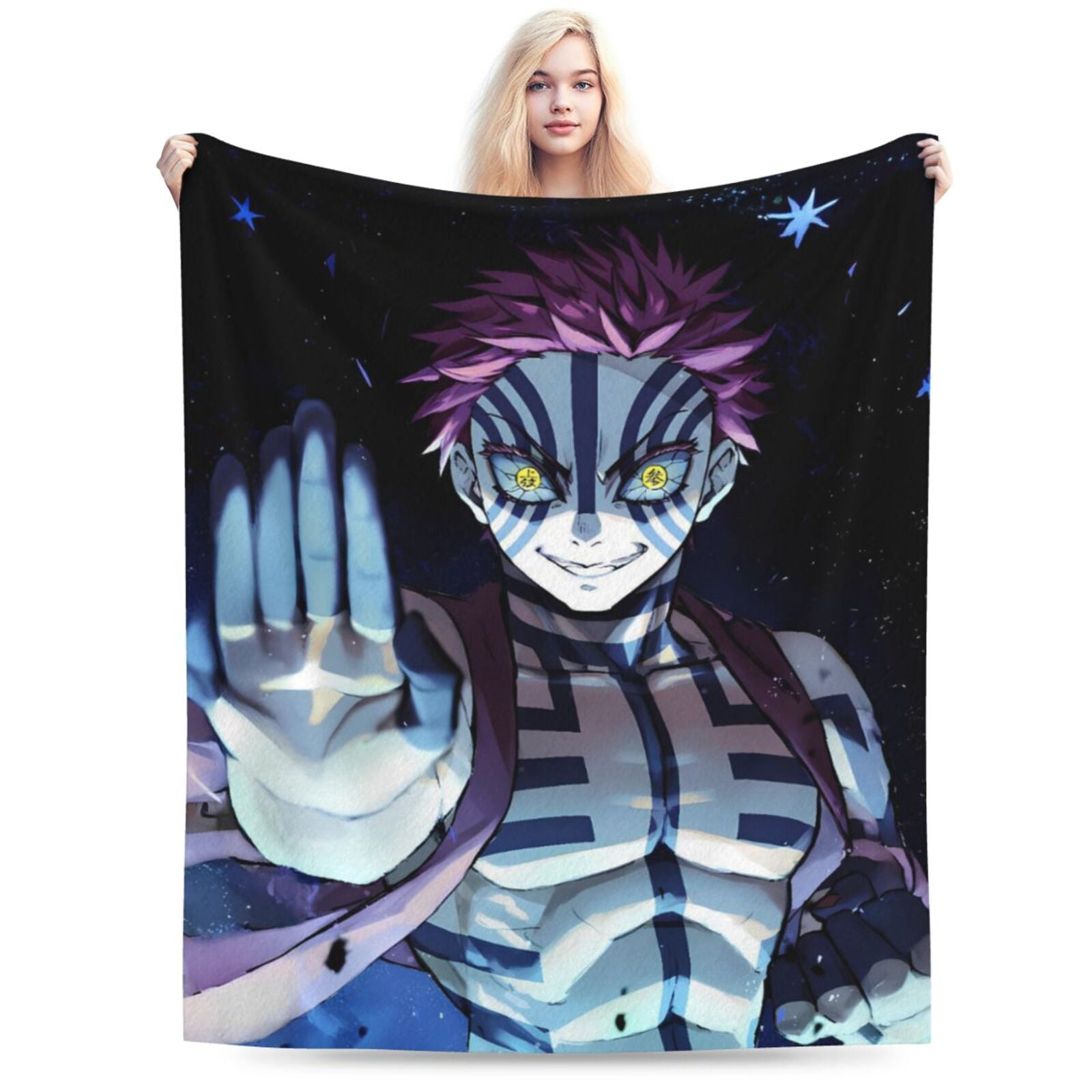 Cozy Warm Plush Throw Demon Akaza Fluffy Slayer Blanket for Bed Couch ...