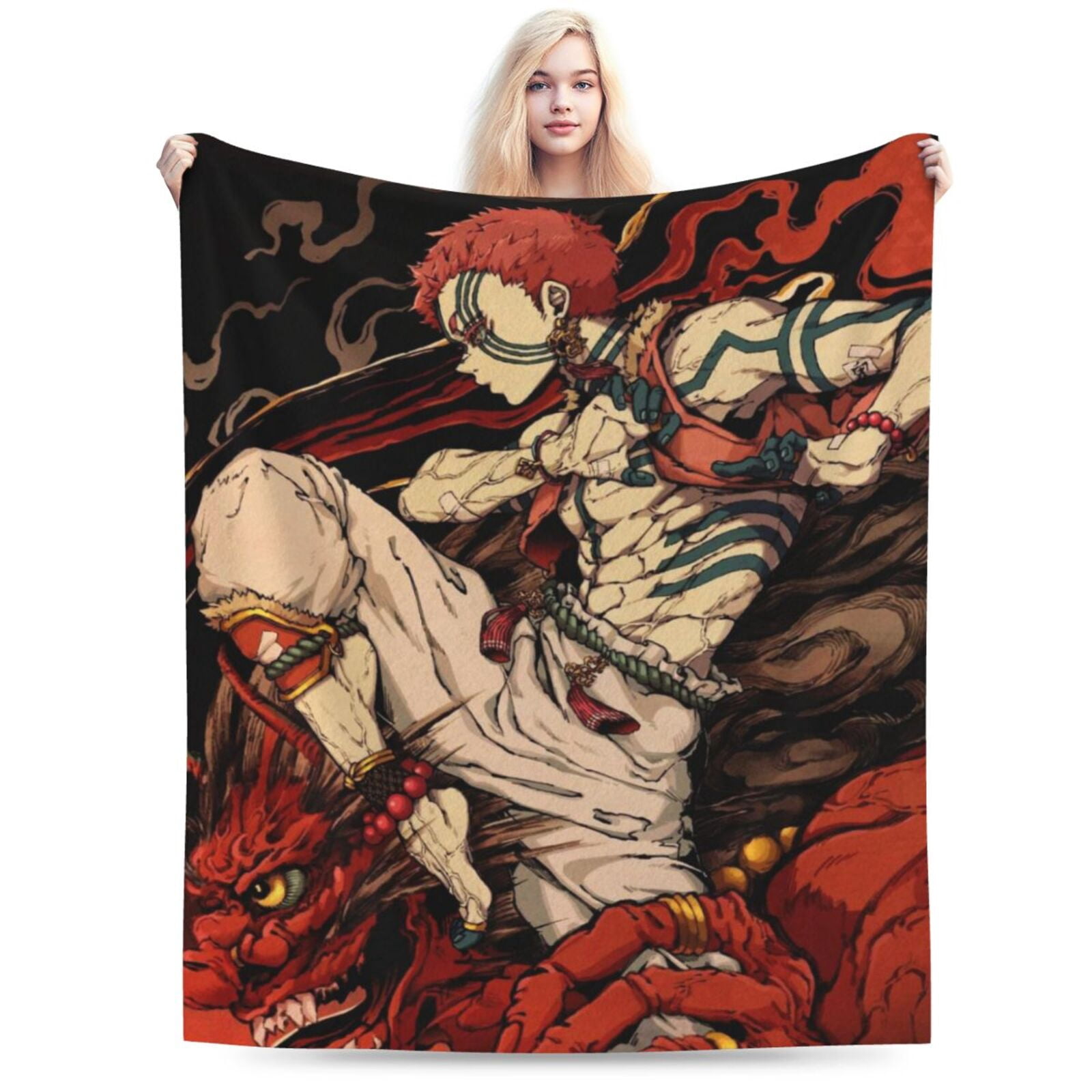 Cozy Warm Plush Throw Demon Akaza Fluffy Slayer Blanket for Bed Couch ...
