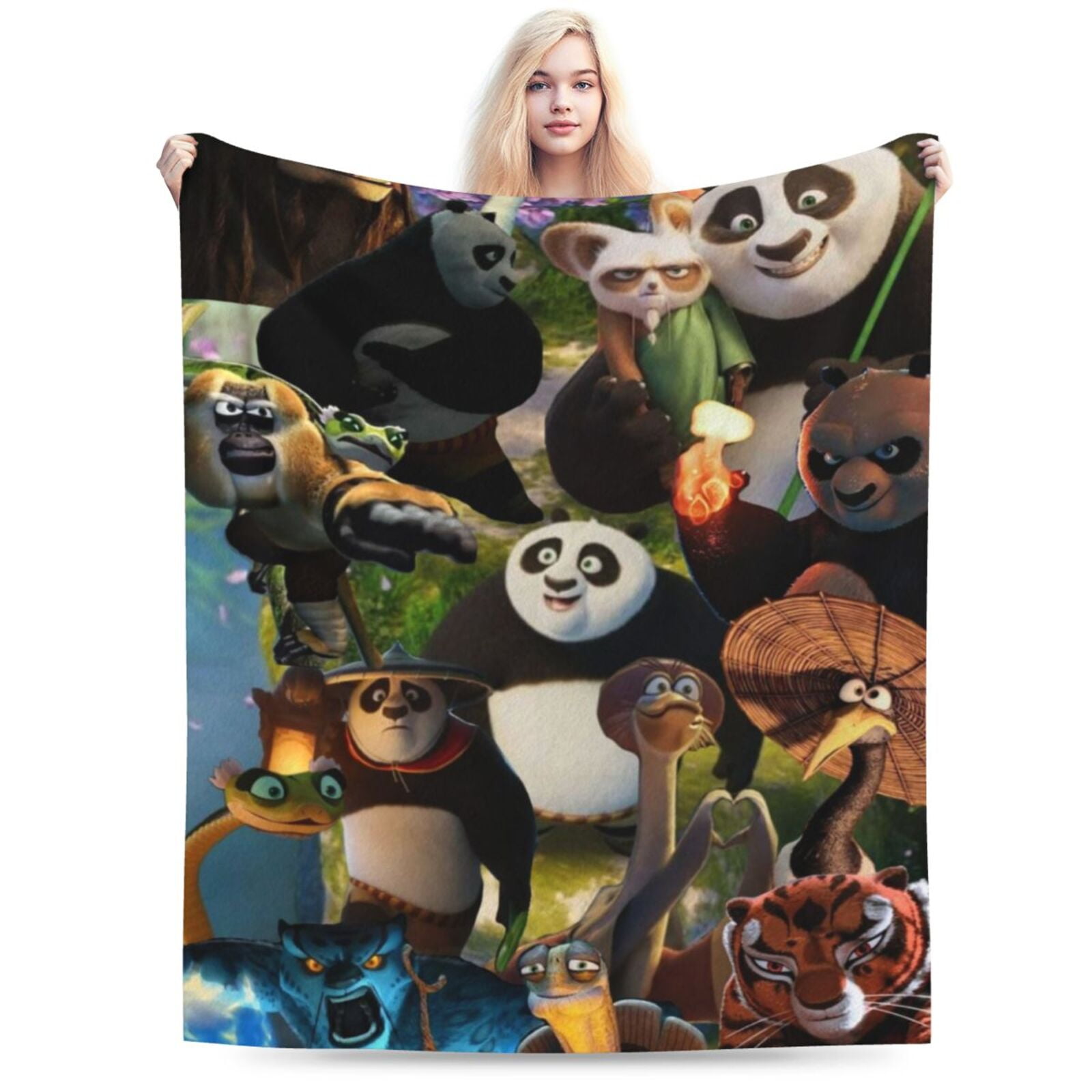 Cozy Warm Plush Throw Kung Fu Panda Fluffy Blanket for Bed Couch Living ...
