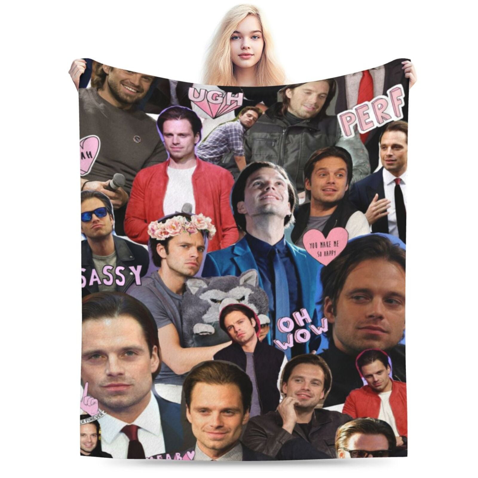 Cozy Warm Plush Throw Sebastian Stan Bucky Barnes Fluffy Blanket for ...