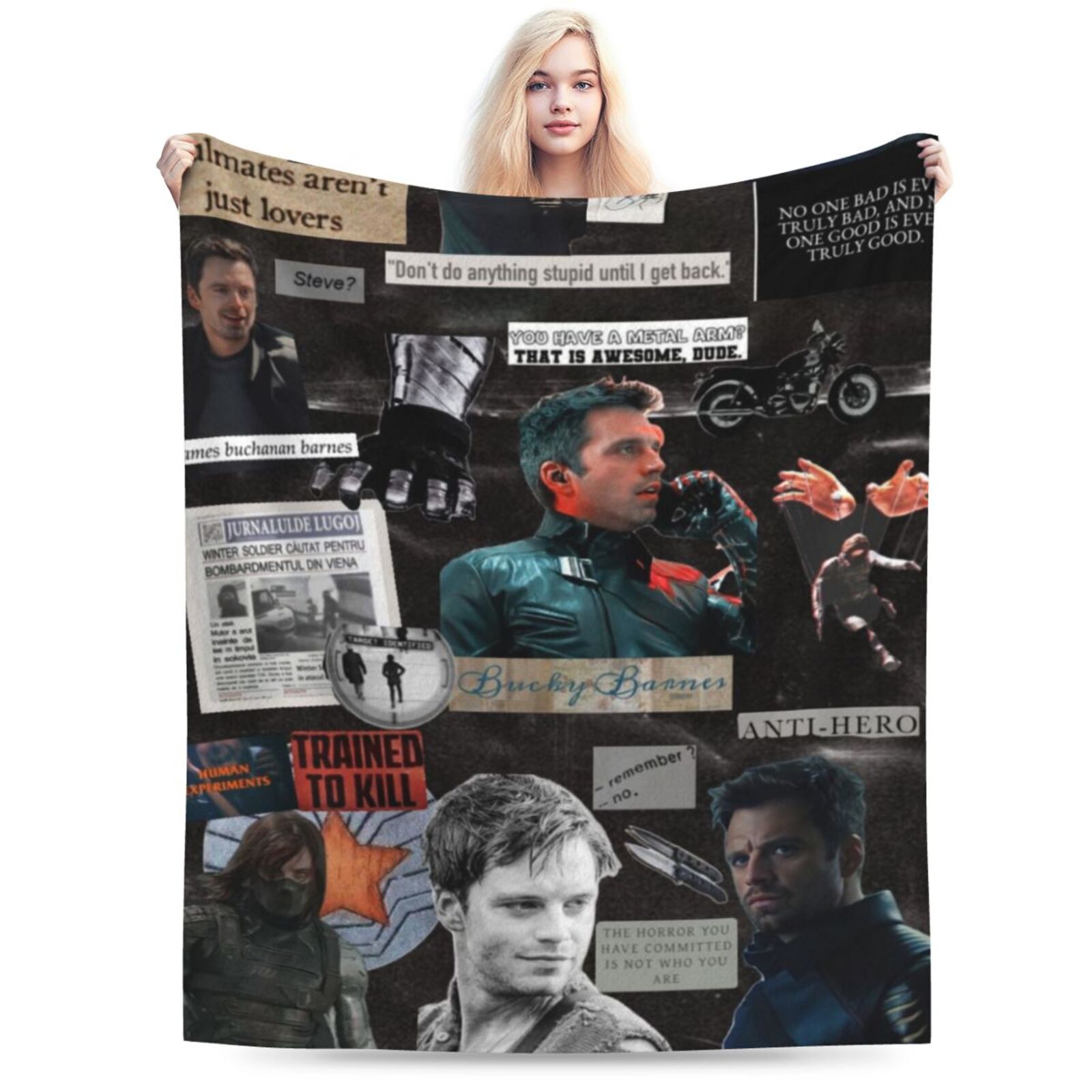 Cozy Warm Plush Throw Sebastian Stan Bucky Barnes Fluffy Blanket for ...