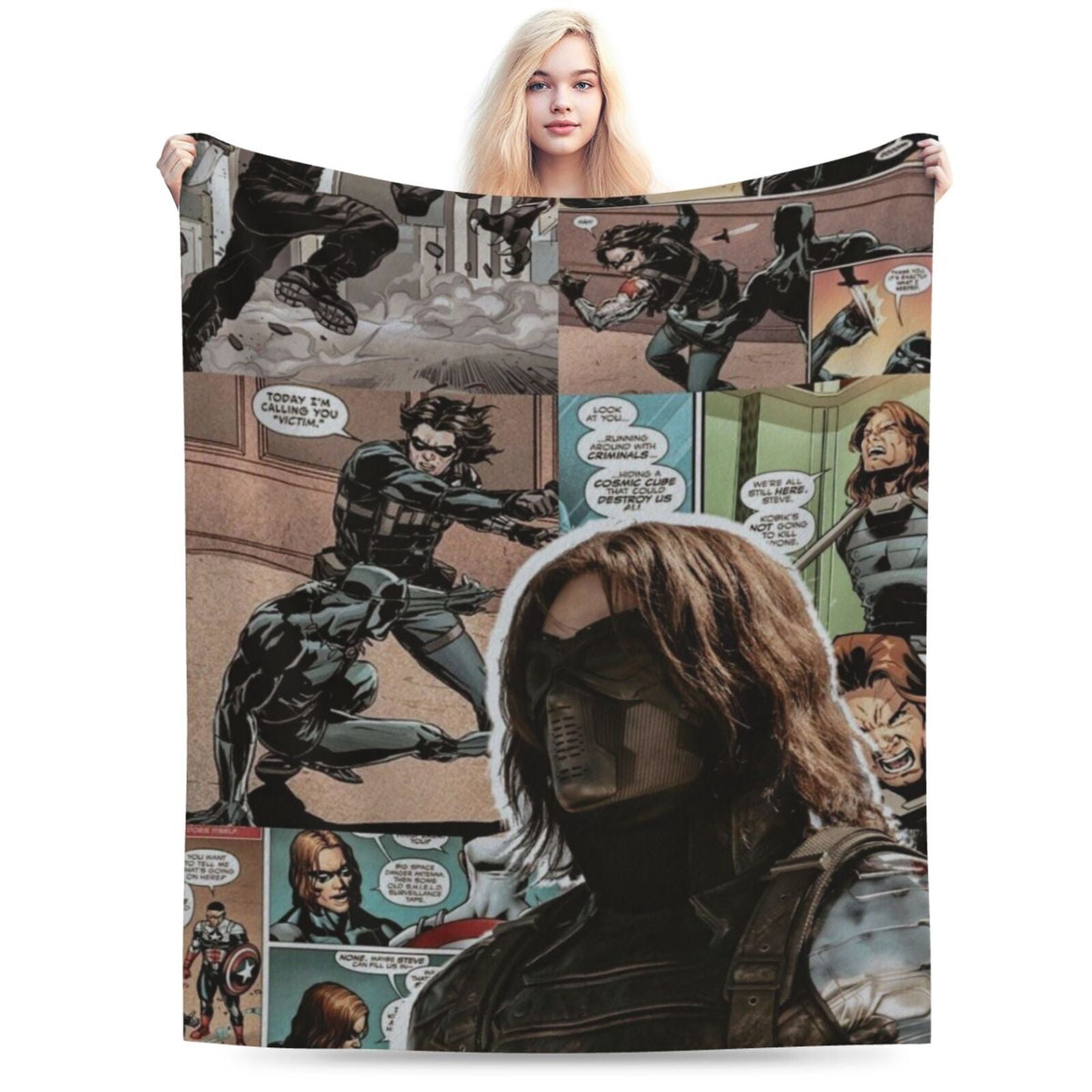 Cozy Warm Plush Throw Sebastian Stan Bucky Barnes Fluffy Blanket for ...