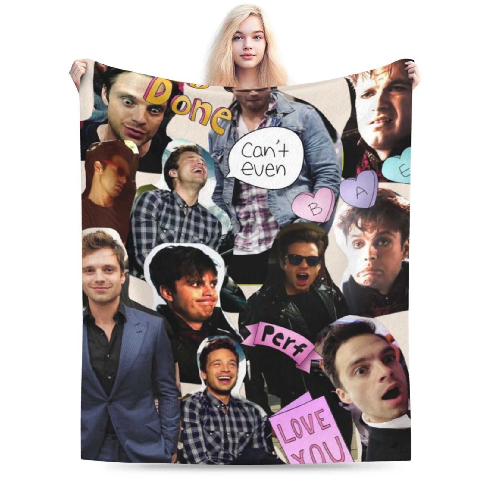Cozy Warm Plush Throw Sebastian Stan Bucky Barnes Fluffy Blanket for ...