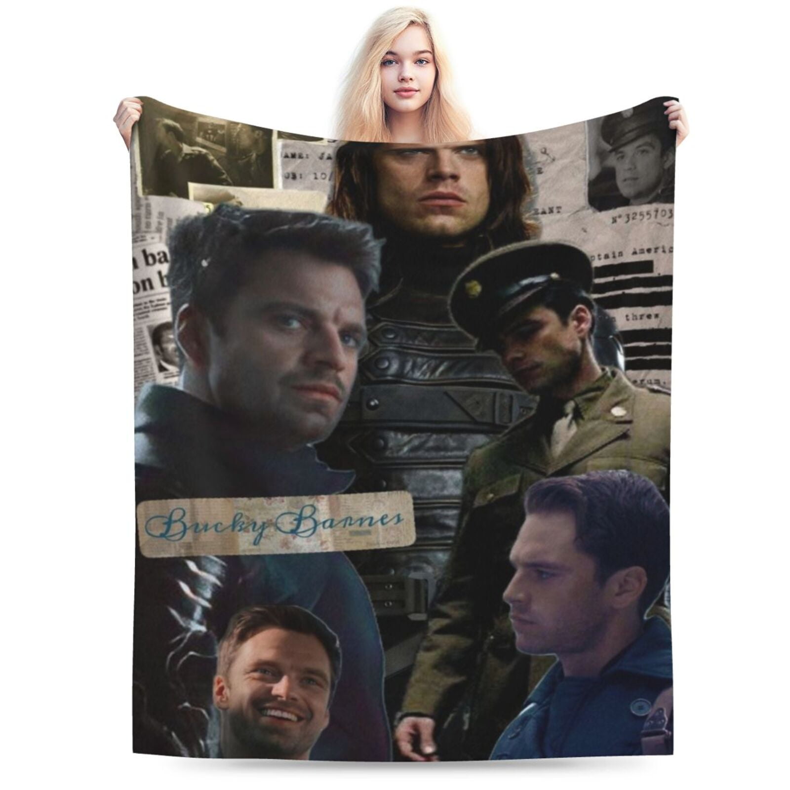 Cozy Warm Plush Throw Sebastian Stan Bucky Barnes Fluffy Blanket for ...