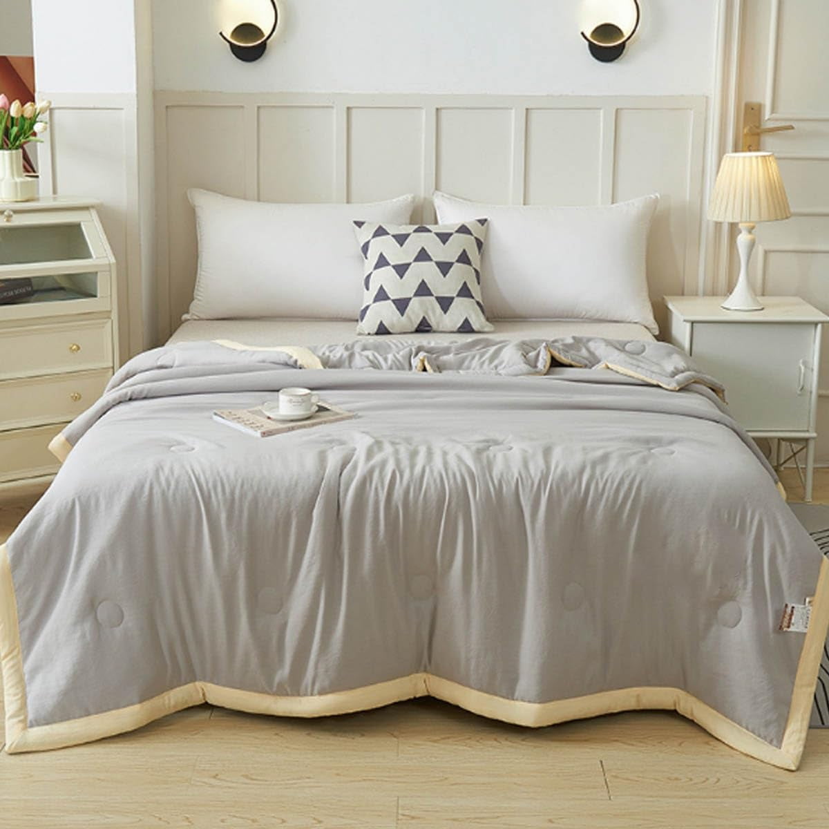 Cozy Washed Air Conditioner Quilt,Summer Cooler Quilt Skin-Friendly ...
