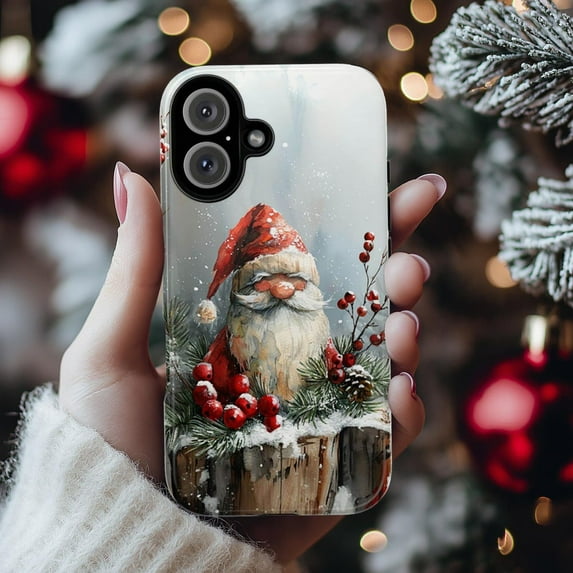 Cozy Watercolor Holiday Gnome Snowy Winter Forest Phone Case 17 16 15 ...