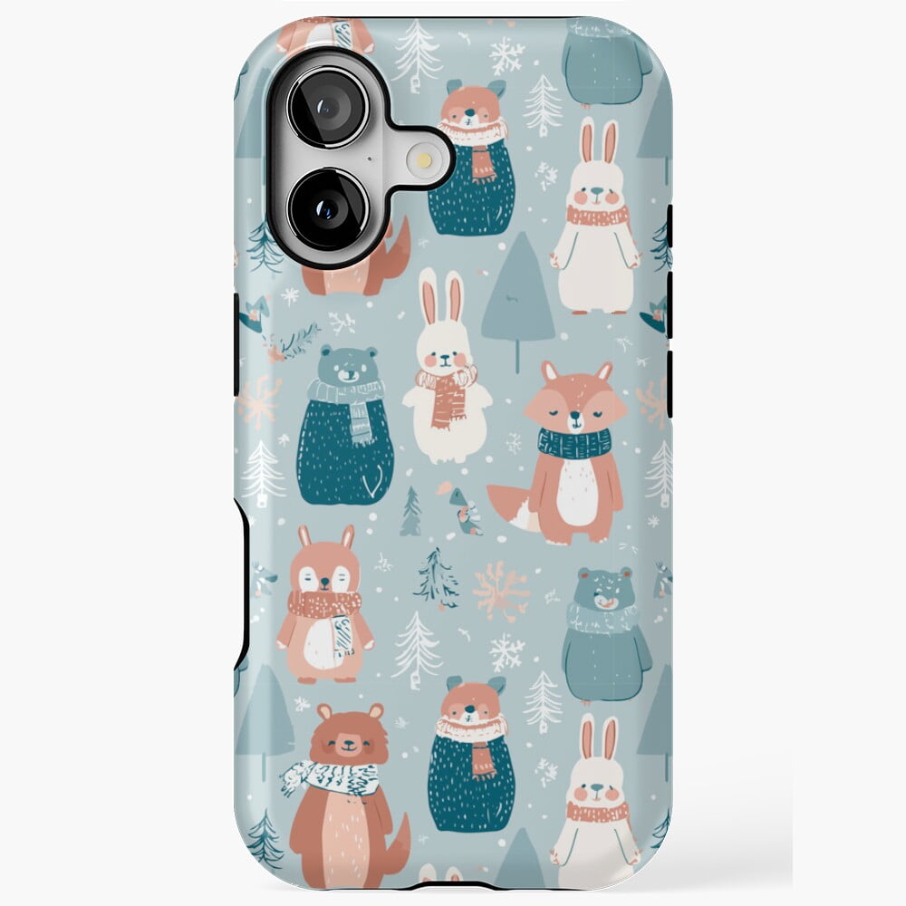 Cozy Winter Animals Fox Bear Phone Case with iPhone 17 to 11 Pro Max ...