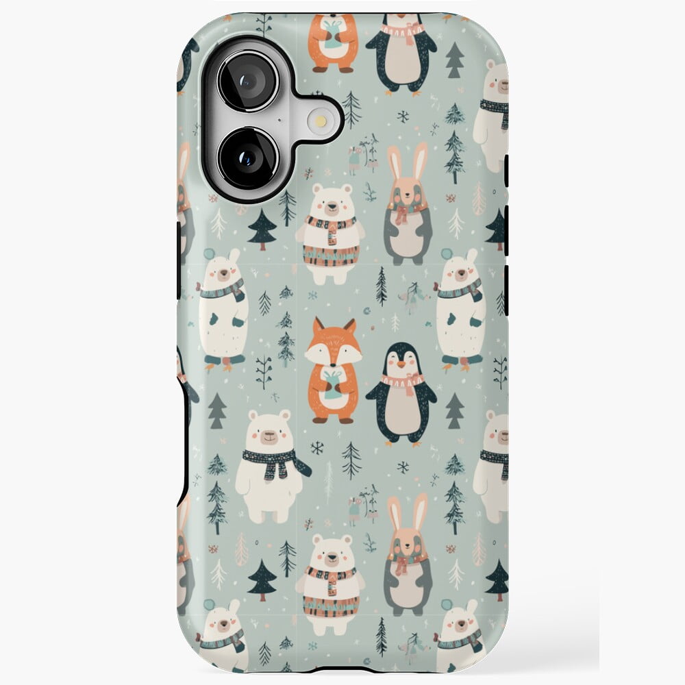 Cozy Winter Animals Pattern Cute Phone Case with iPhone 17 to 11 Pro ...