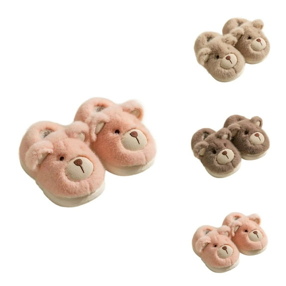 Cozy Winter Bear Design Slippers, Soft Indoor Warm Home Shoes for Girls ...