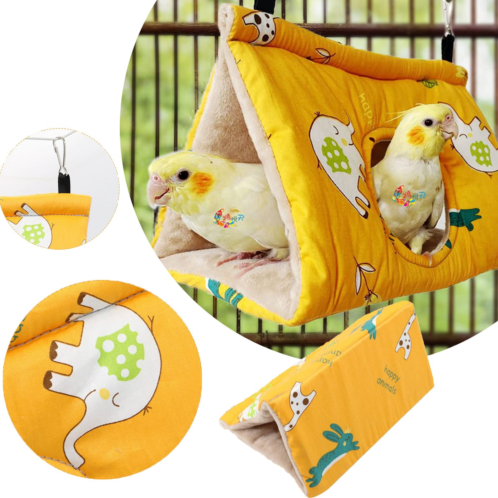 Cozy Winter Bird Hanging Velvet Sleeping Hut Cage Warm Fuzzy Bed for ...