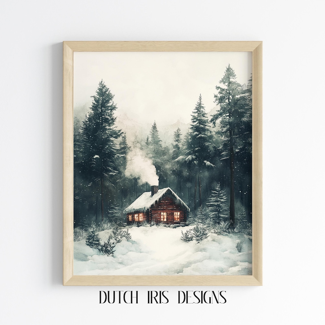 Cozy Winter Cabin In Snowy Forest, Rustic Cottagecore Wall Art ...
