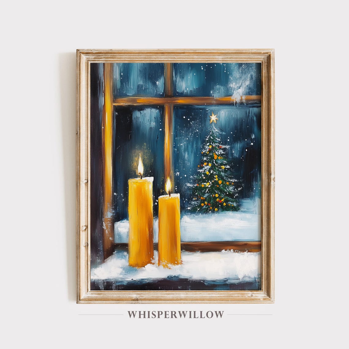 Cozy Winter Candlelight By The Window, Able, Snowy, Winter Tree Night ...
