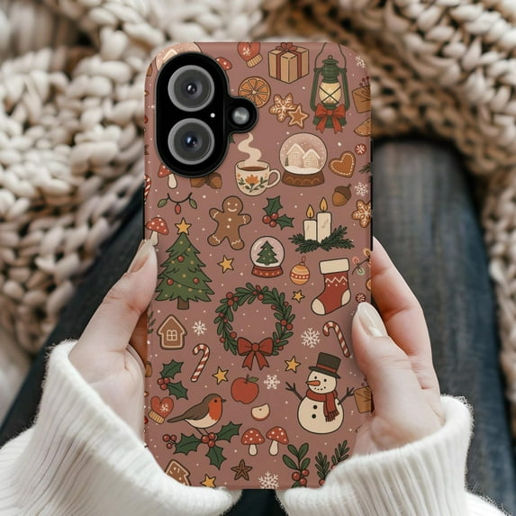 Cozy Winter Holiday Icons Christmas Phone Case with iPhone 17 to 11 Pro ...