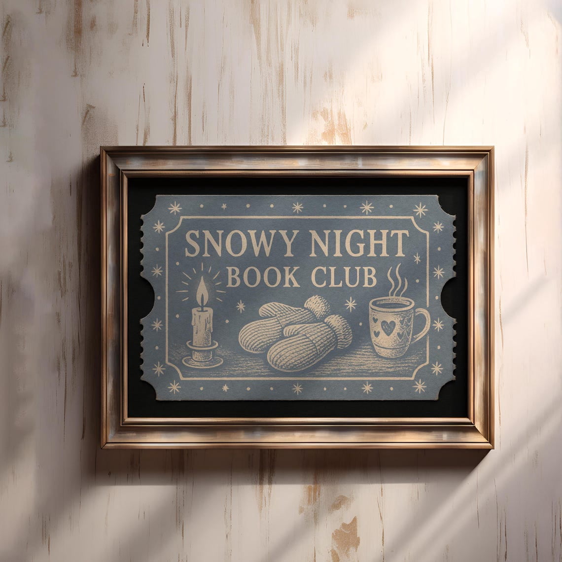 Cozy Winter Reading Nook Snowy Night Book Club, Stretched Canvas Size ...