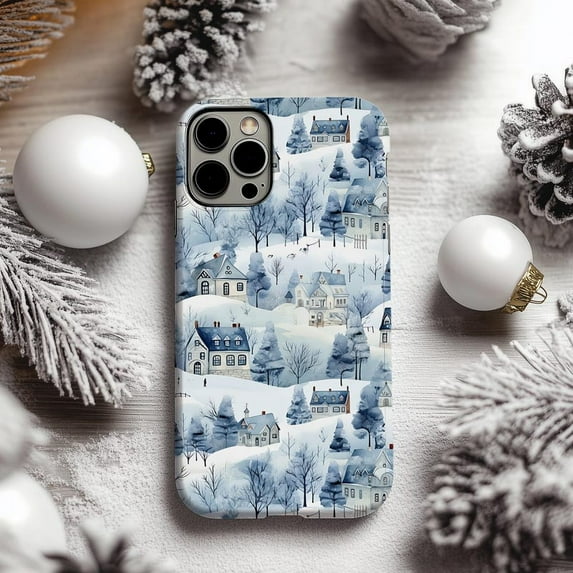 Cozy Winter Serene Snowy Landscape Village Tough Case for iPhone 11,12 ...