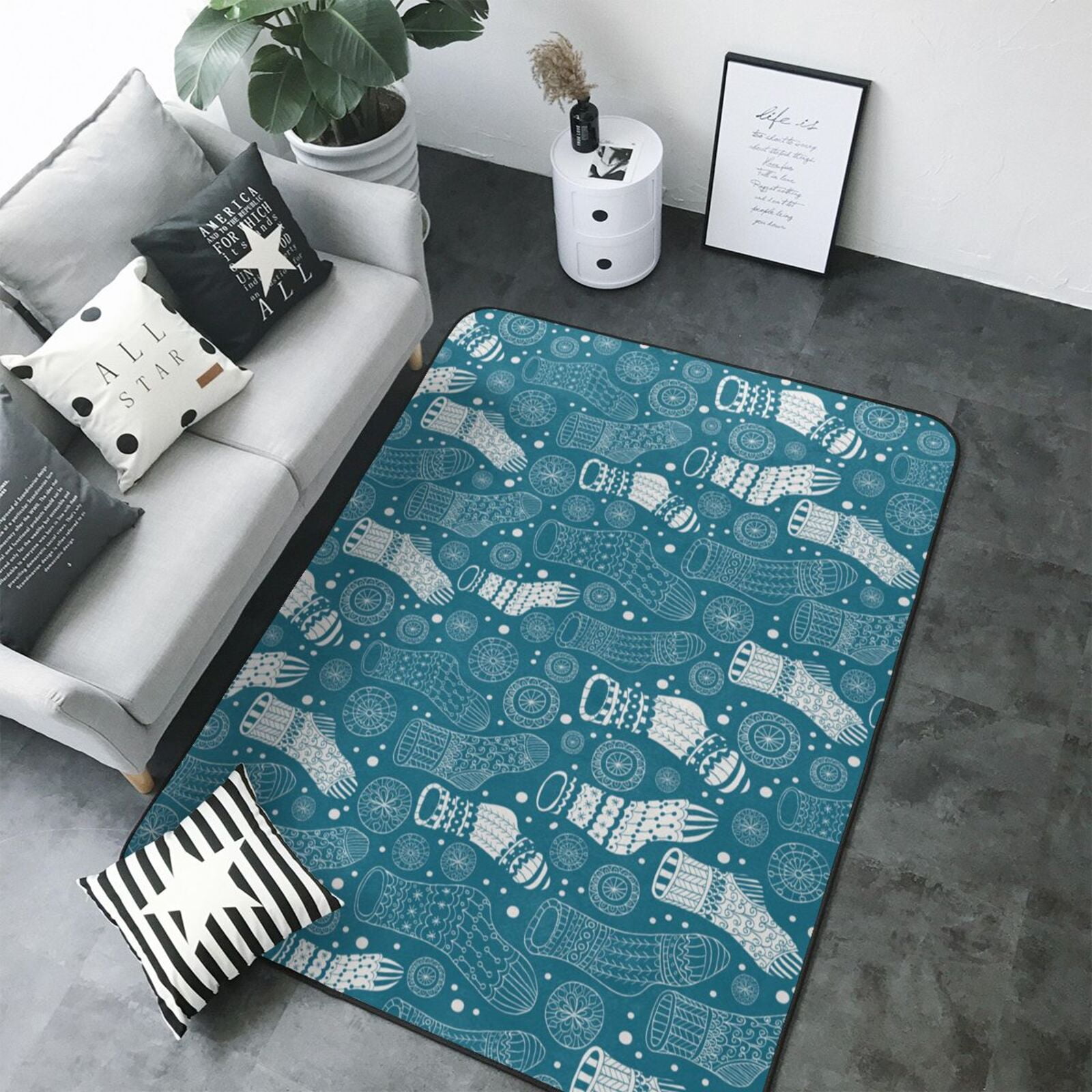 Cozy Winter Socks Pattern Area Rugs for Living Room Bedroom, 5x7 Soft ...