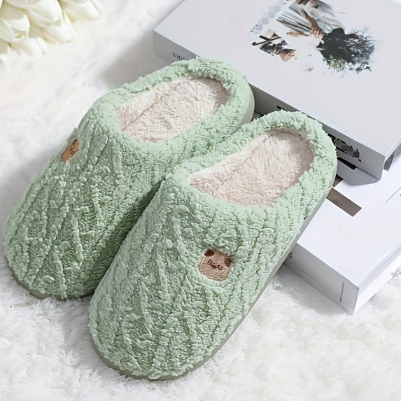 Cozy Winter Teddy Bear Slippers for Women & Men - Soft Fabric & Sole ...