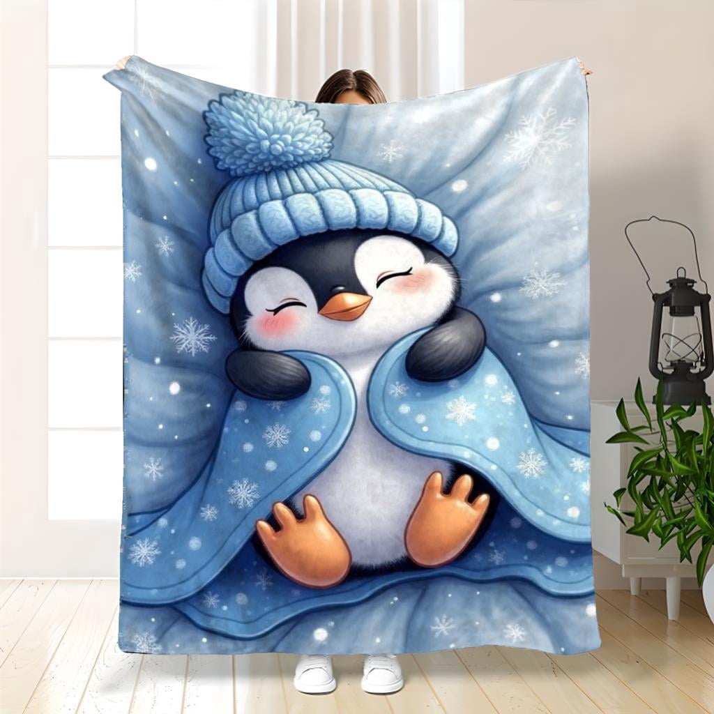 Cozy Winter Throw Blanket with Adorable Penguin Design | Soft Flannel ...